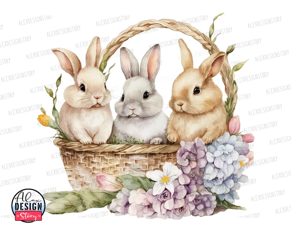 Cute Watercolor Bunny Clipart - Easter Bunny Png Little Rabbit, Spring ...