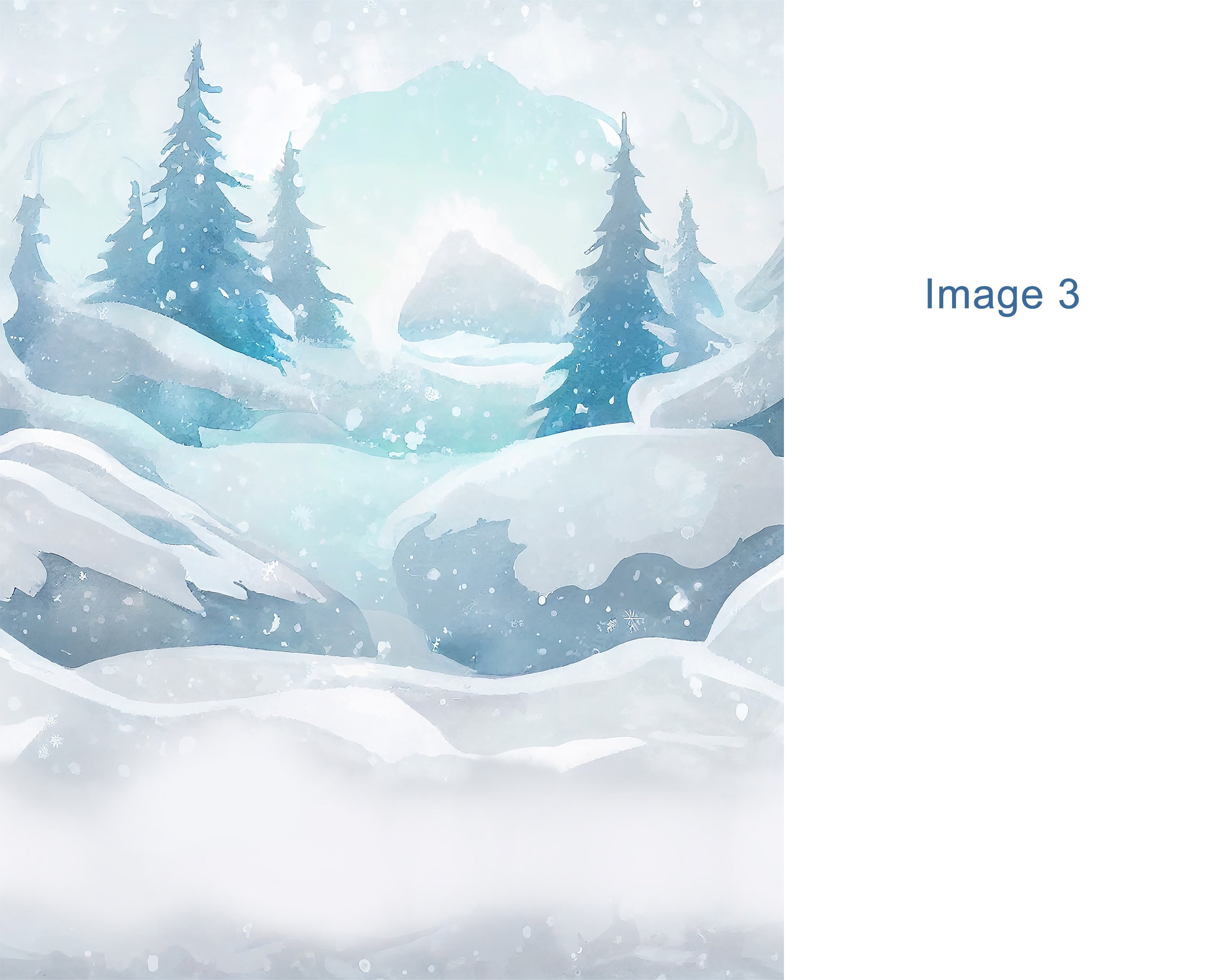 Winter Watercolor Backgrounds - Snowy Landscape Clipart, Card ...