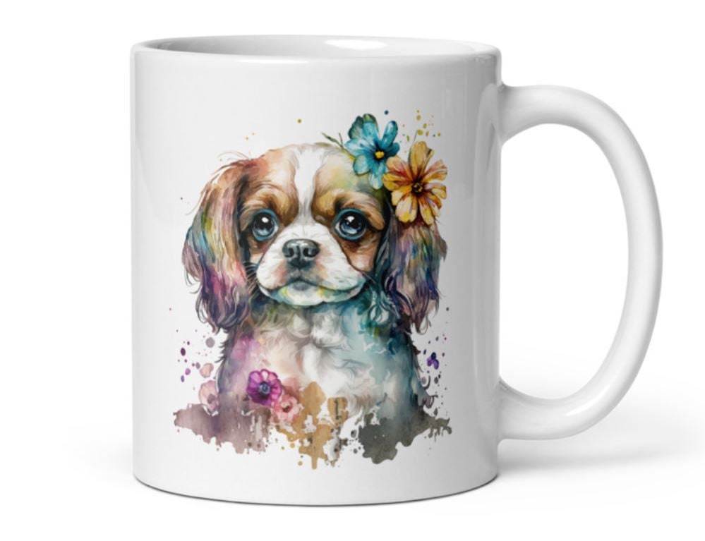 Cute Dog With Flowers - Watercolor Pet Clipart, Puppy Flowers, Dog ...