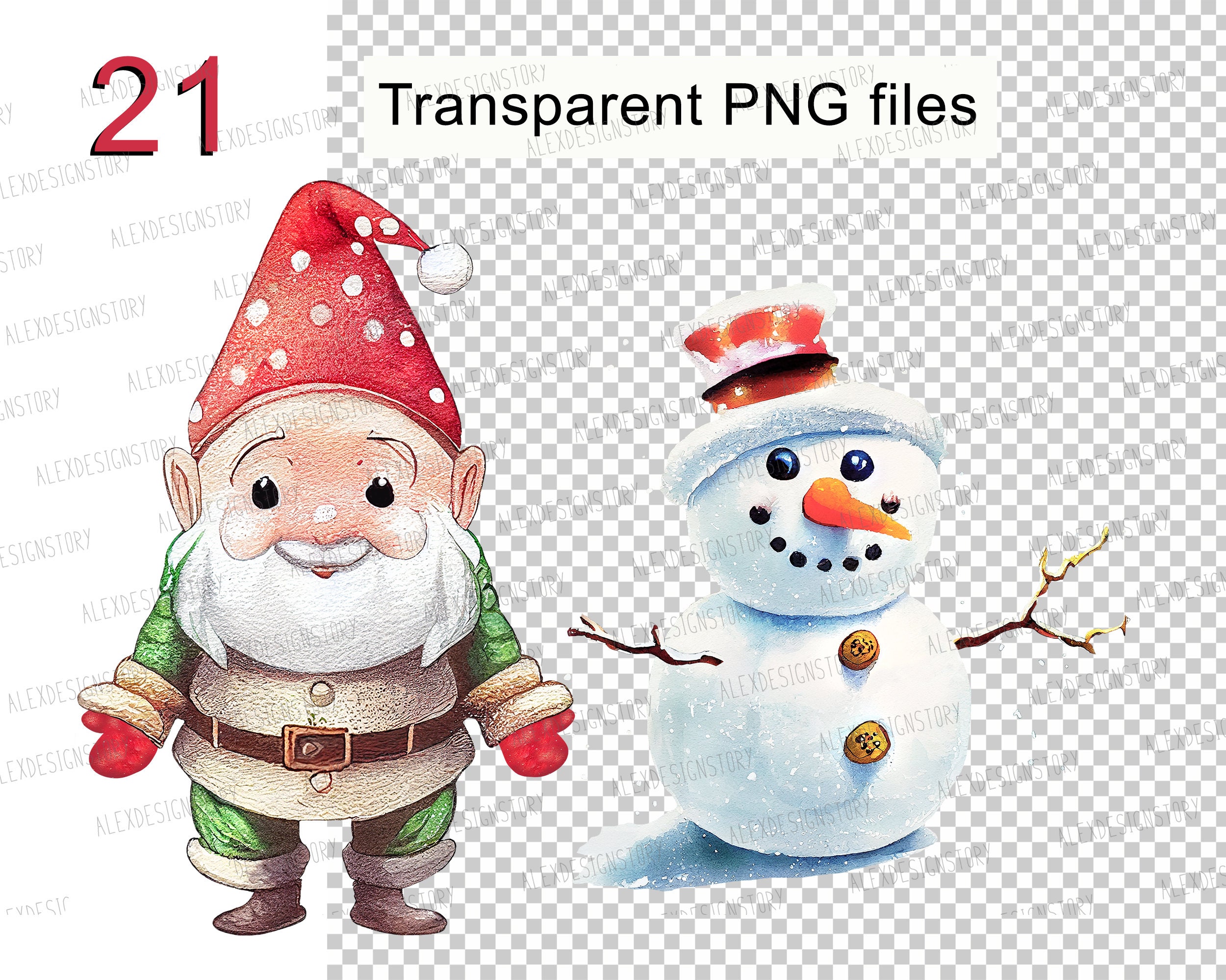 Christmas Watercolor Clipart - Cute Santa Claus, Winter Holidays ...