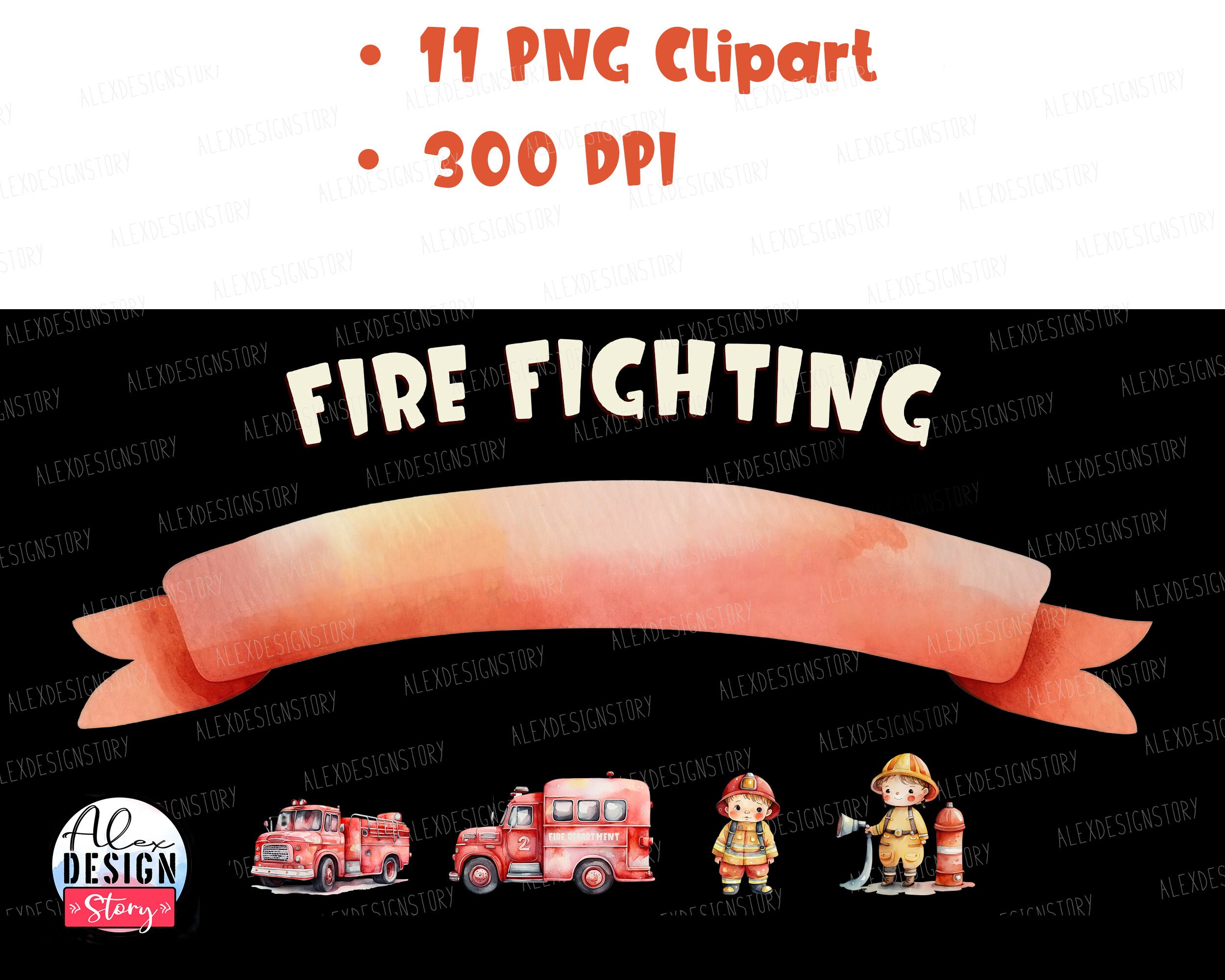 Firefighter Watercolor Clipart - Fireman Clipart, Firetruck Birthday ...
