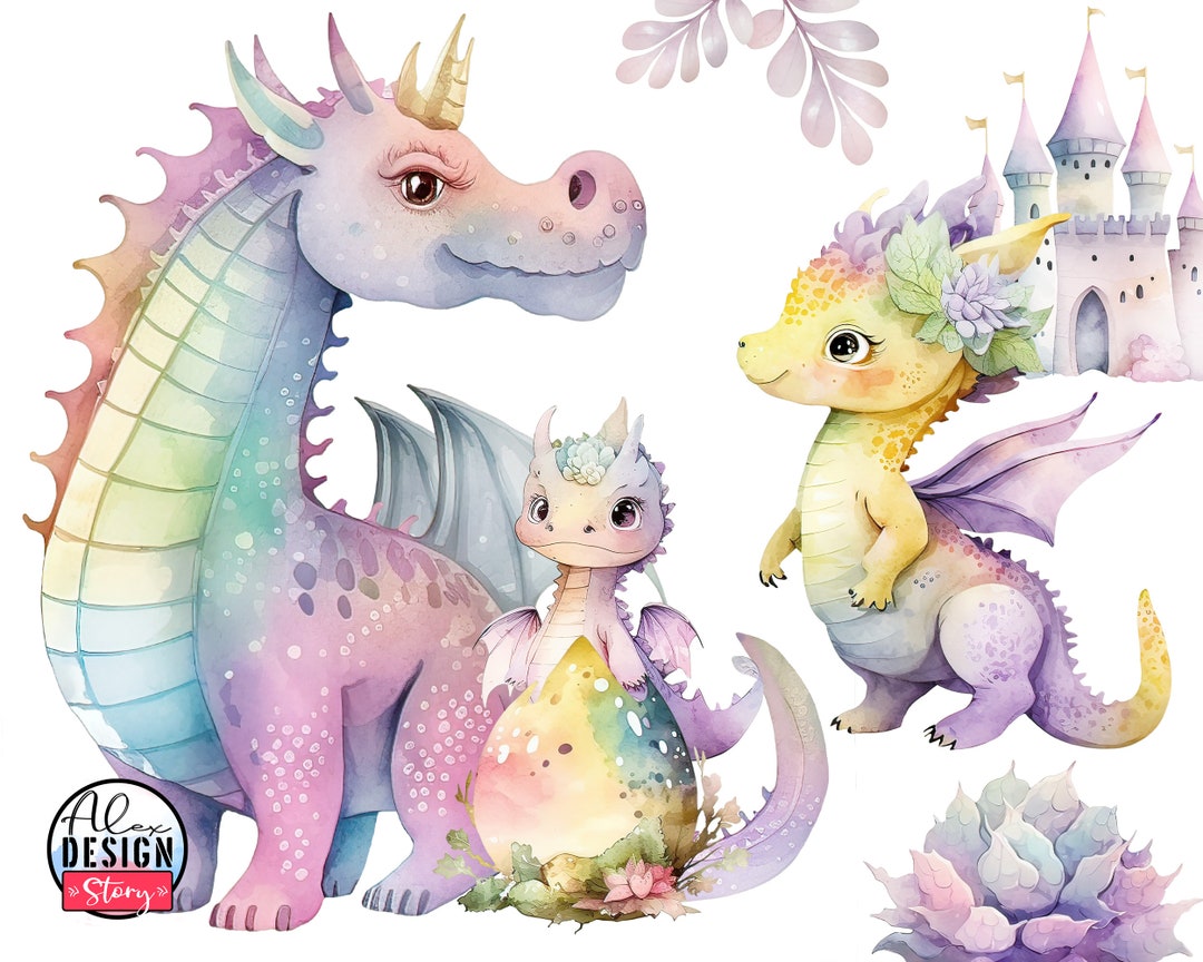 Mother Dragon Family Mystical Animal Nursery Graphics for Kids ...