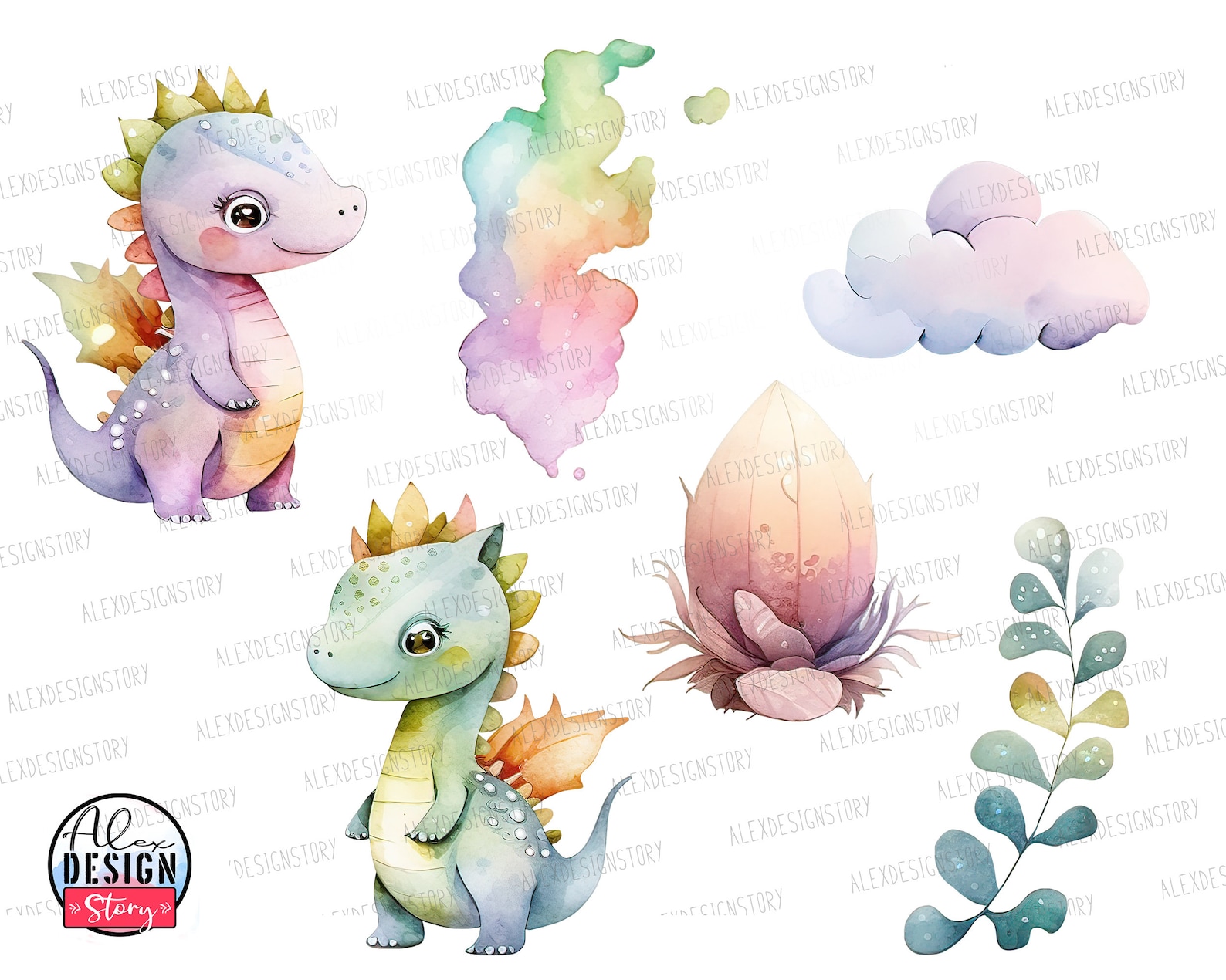 Cute Baby Dragon Clipart Mystical Animal Nursery Graphics for Kids ...