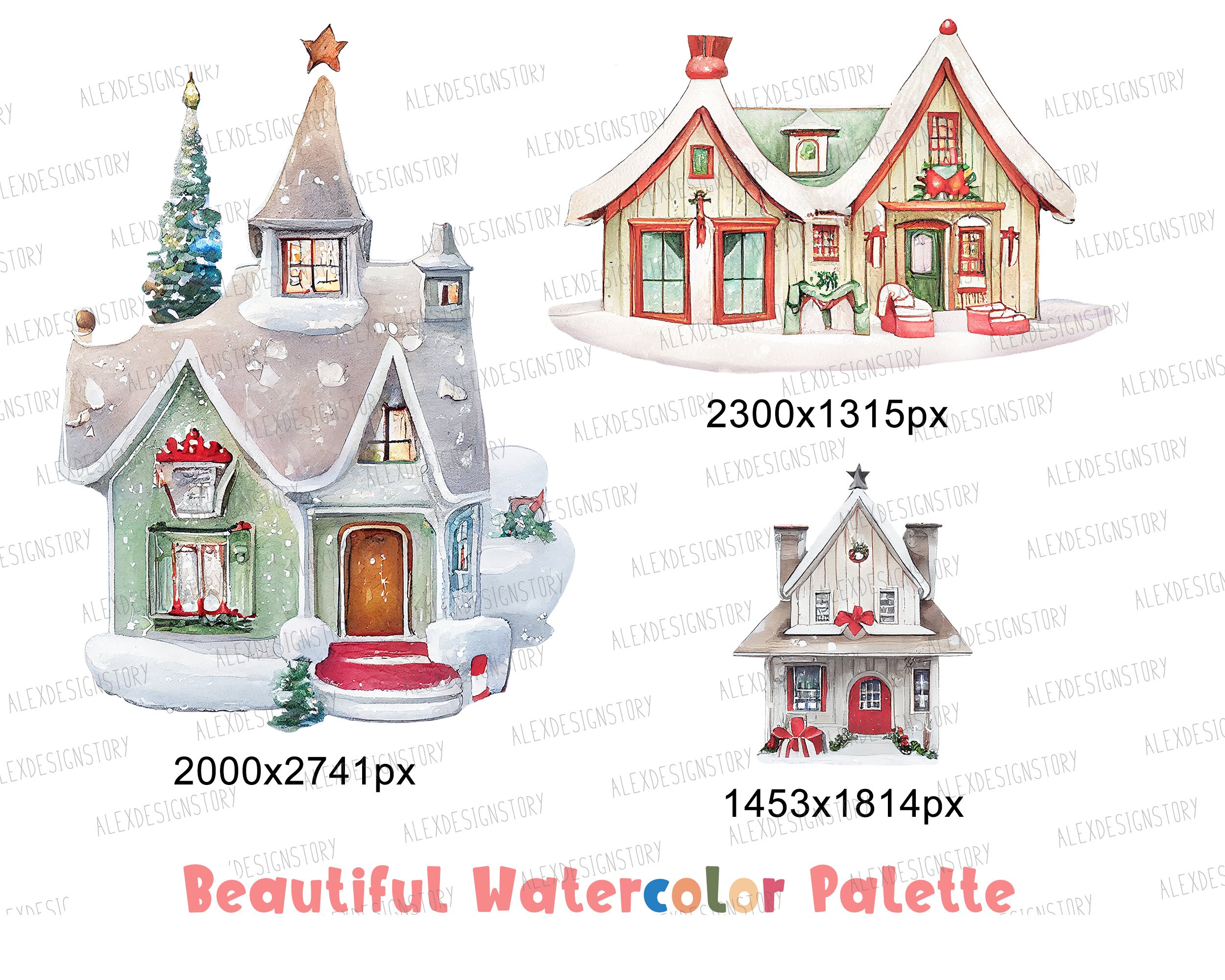 Christmas Watercolor Clipart - Cute Santa Claus, Winter Holidays ...