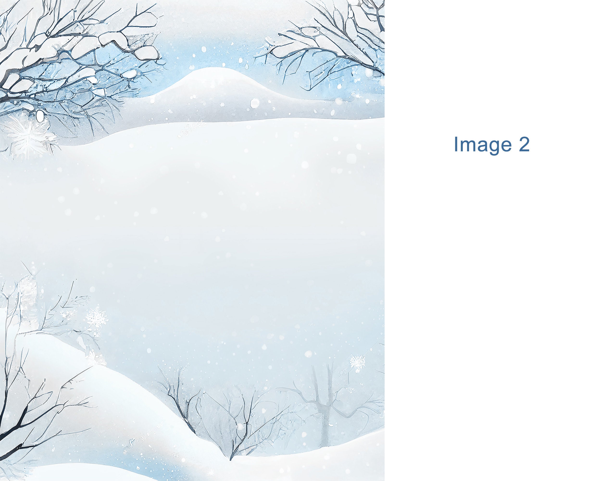 Winter Watercolor Backgrounds - Snowy Landscape Clipart, Card ...