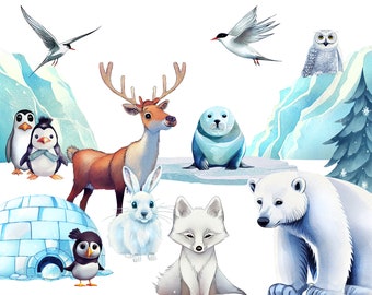 Arctic Animals Clipart Winter Animals Clip Art Polar Bear Penguin Seal ...