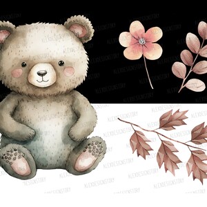 Watercolor Woodland Animals Clipart - Cute Teddy Bear PNG, Forest Fox ...