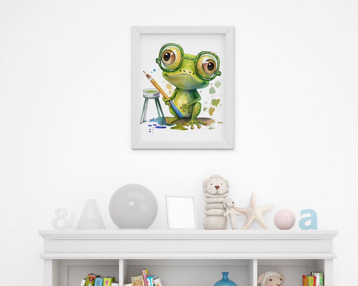 Frog Watercolor Clipart - Frog Baby Shower, Amphibian Art, Cute Frog ...