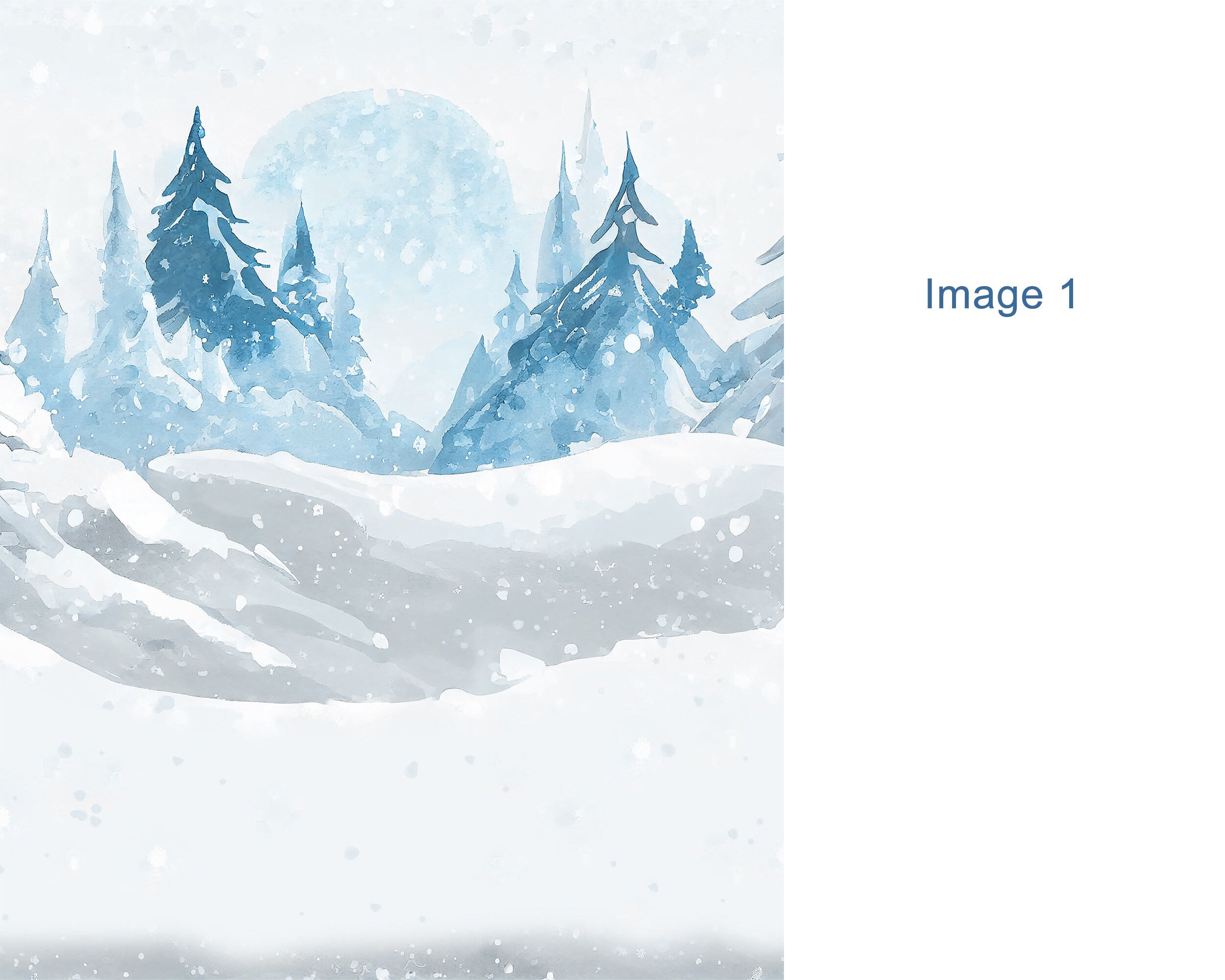 Winter Watercolor Backgrounds - Snowy Landscape Clipart, Card ...