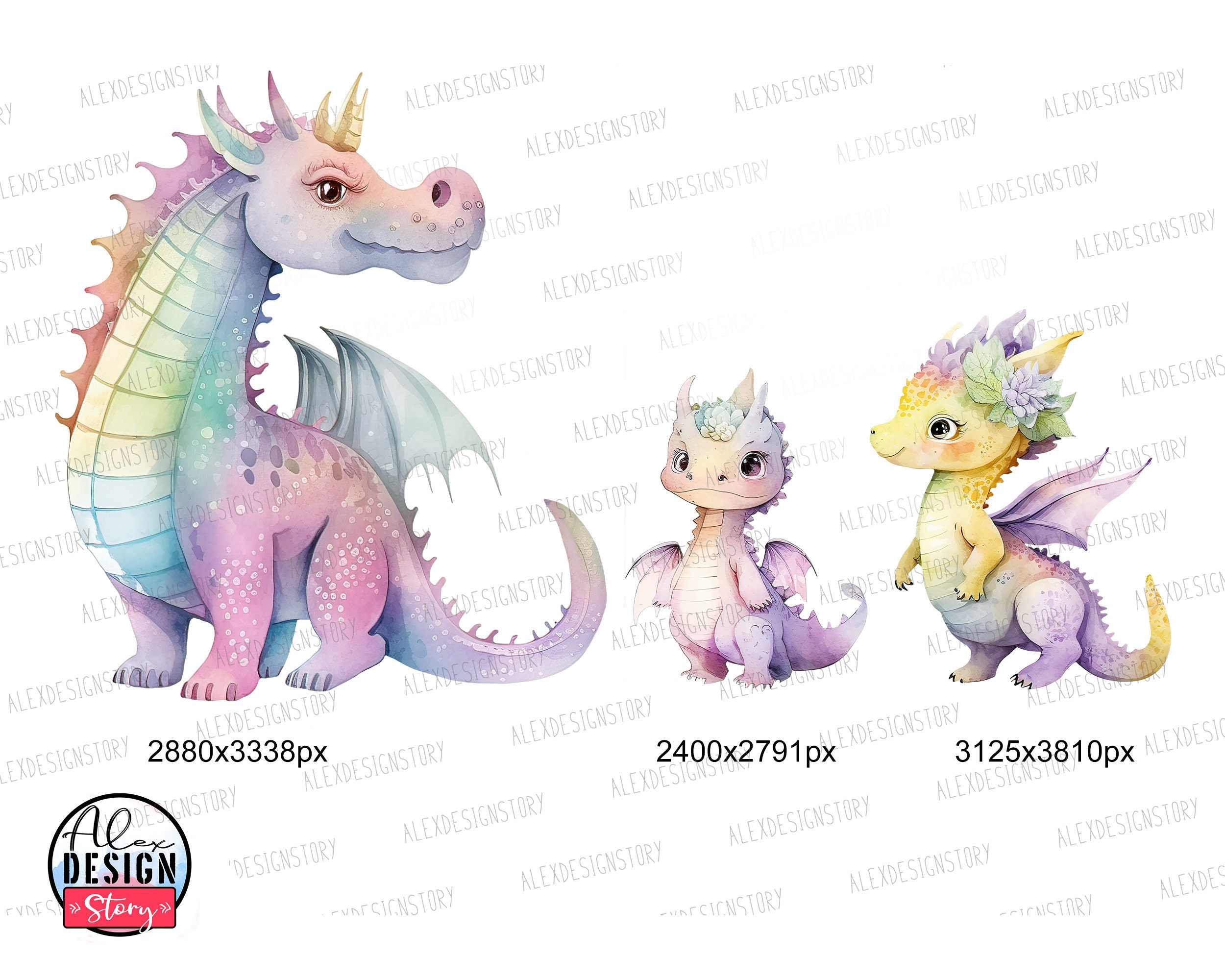 Mother Dragon Family Mystical Animal Nursery Graphics for Kids ...