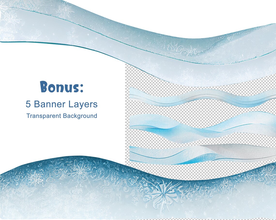 Winter Watercolor Backgrounds - Snowy Landscape Clipart, Card ...