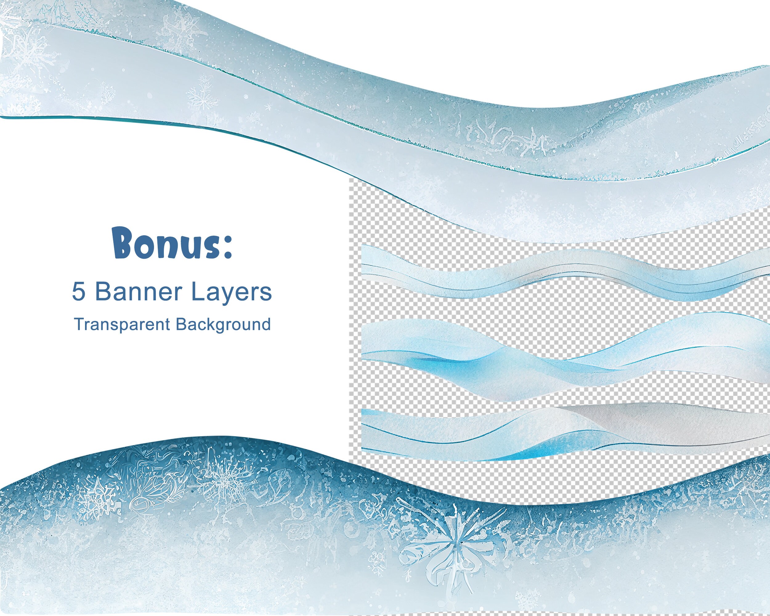 Winter Watercolor Backgrounds - Snowy Landscape Clipart, Card ...