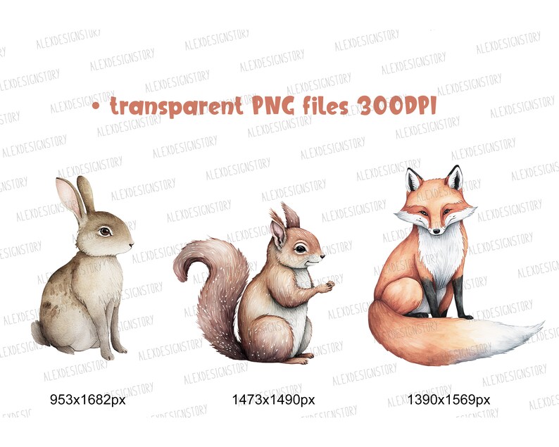 Watercolor Woodland Animals Clipart Cute Forest Animals, Bear, Deer ...