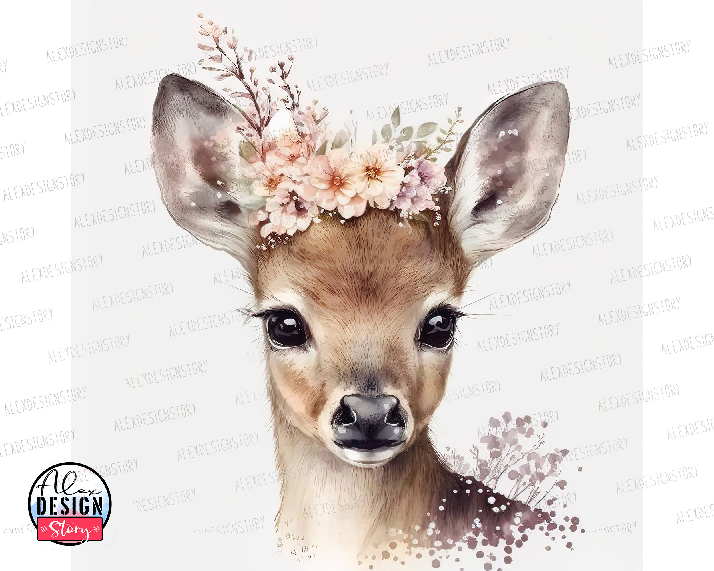 Watercolor Cute Deer Printable - Woodland Deer Nursery Decor, Deer ...
