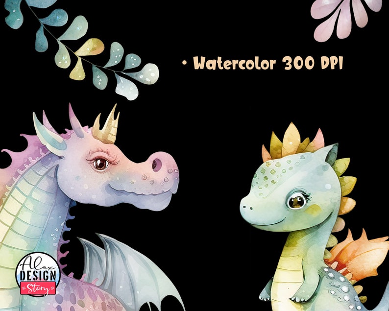 Cute Baby Dragon Clipart - Mystical Animal Nursery Graphics for Kids ...