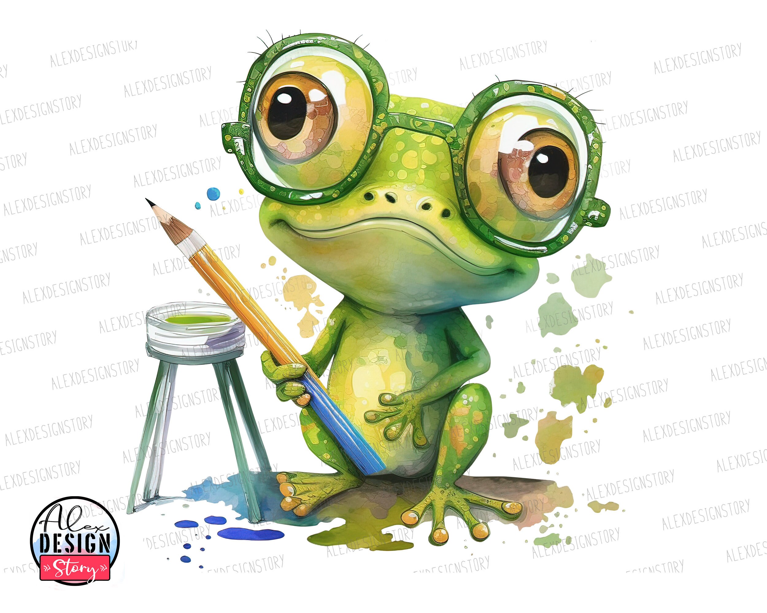 Frog Watercolor Clipart - Frog Baby Shower, Amphibian Art, Cute Frog ...