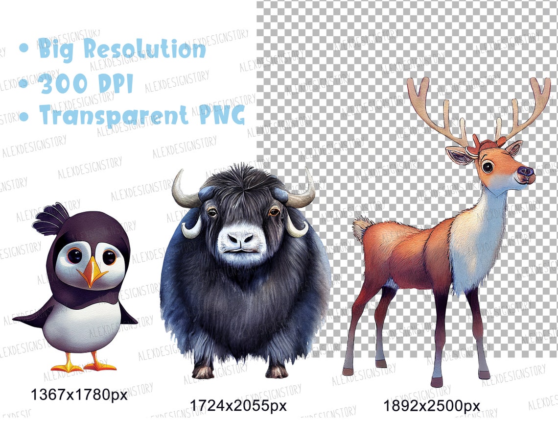 Arctic Animal Clipart - Nordic Animals, Watercolor Winter Animals ...