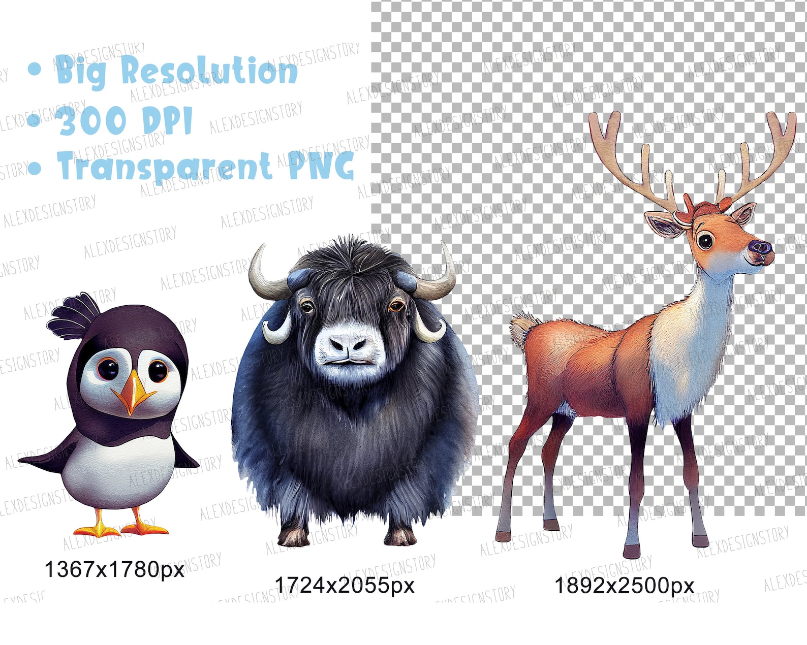 Arctic Animal Clipart - Nordic Animals, Watercolor Winter Animals ...