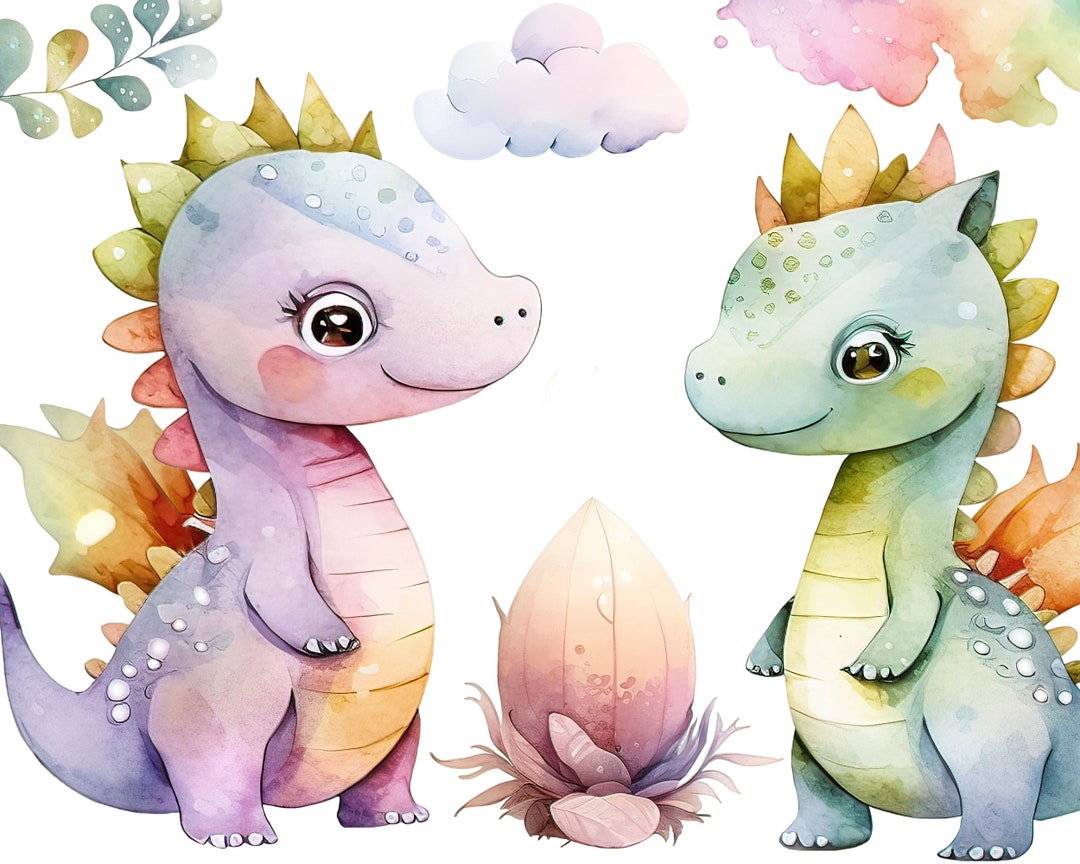 Cute Baby Dragon Clipart - Mystical Animal Nursery Graphics for Kids ...