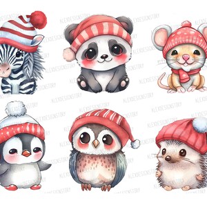 Cute Christmas Animals PNG - Watercolor Christmas Clipart, Cartoon ...