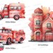 Firefighter Watercolor Clipart - Fireman Clipart, Firetruck Birthday ...