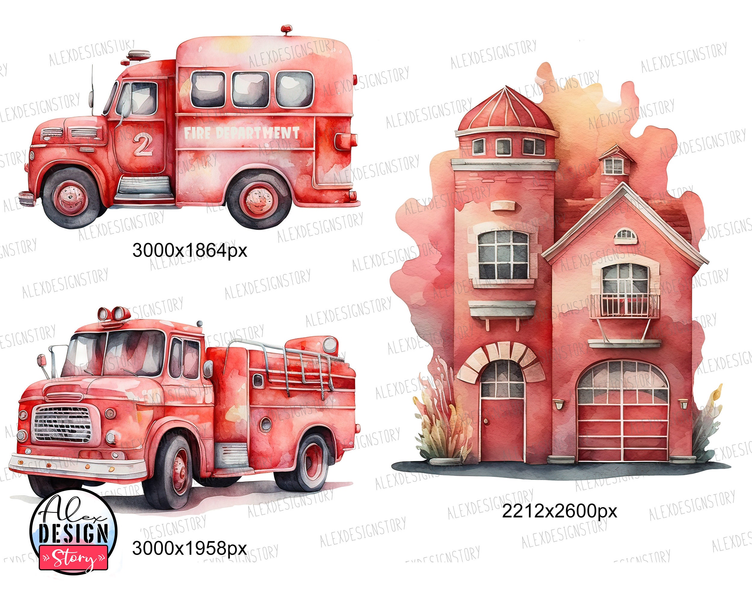 Firefighter Watercolor Clipart - Fireman Clipart, Firetruck Birthday ...