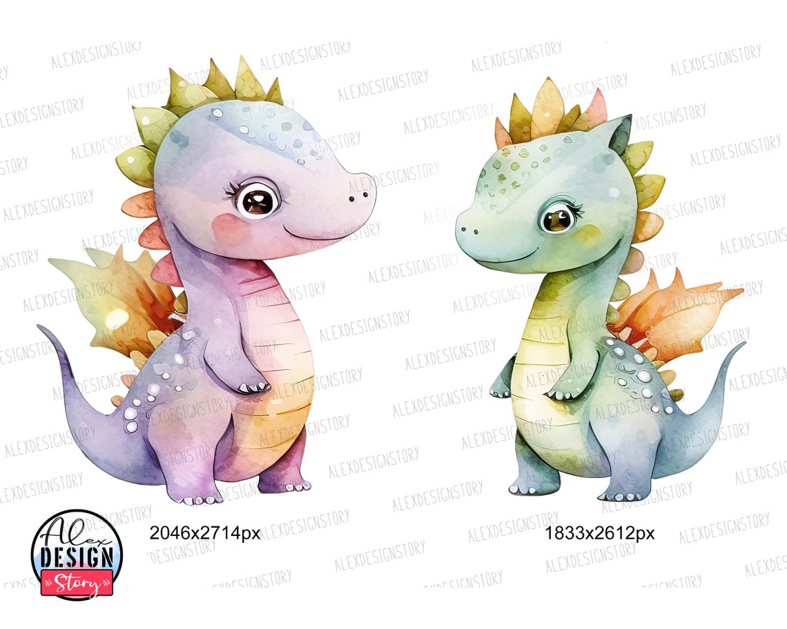Cute Baby Dragon Clipart Mystical Animal Nursery Graphics for Kids ...