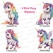 Rainbow Unicorn Clipart - Pony Clipart, Rainbow Stars, Watercolor ...