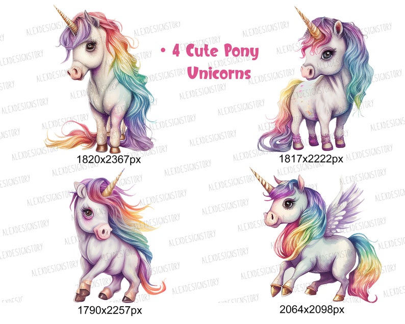 Rainbow Unicorn Clipart Pony Clipart, Rainbow Stars, Watercolor Unicorn ...