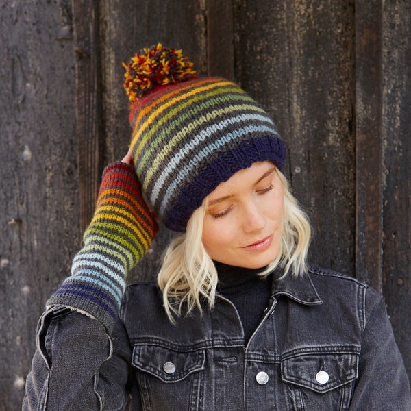 Rainbow Knit Hat - Etsy
