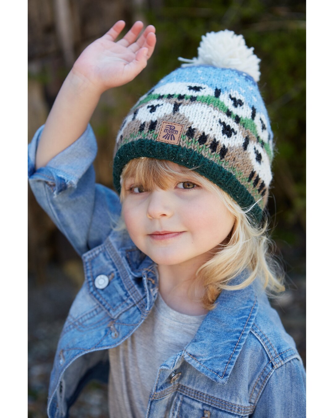Kid's Snowy Sheep Bobble Beanie - Cute Lamb Hat - Cosy Knit Beanie ...