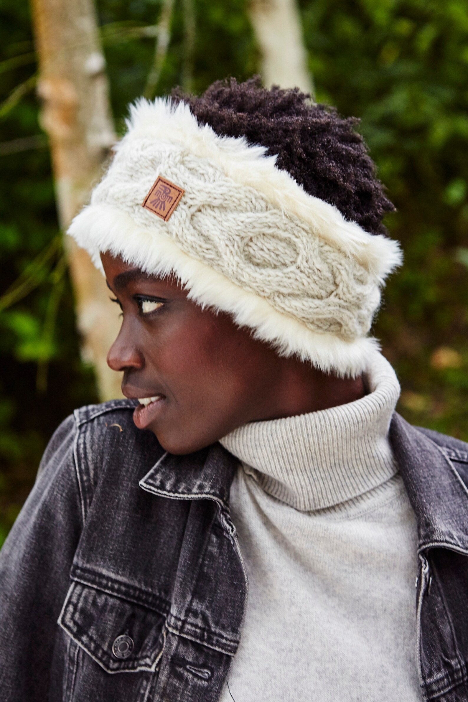 Women's Knitted Headband - Faux Fur Lining - Cable Knit - 100% Wool ...