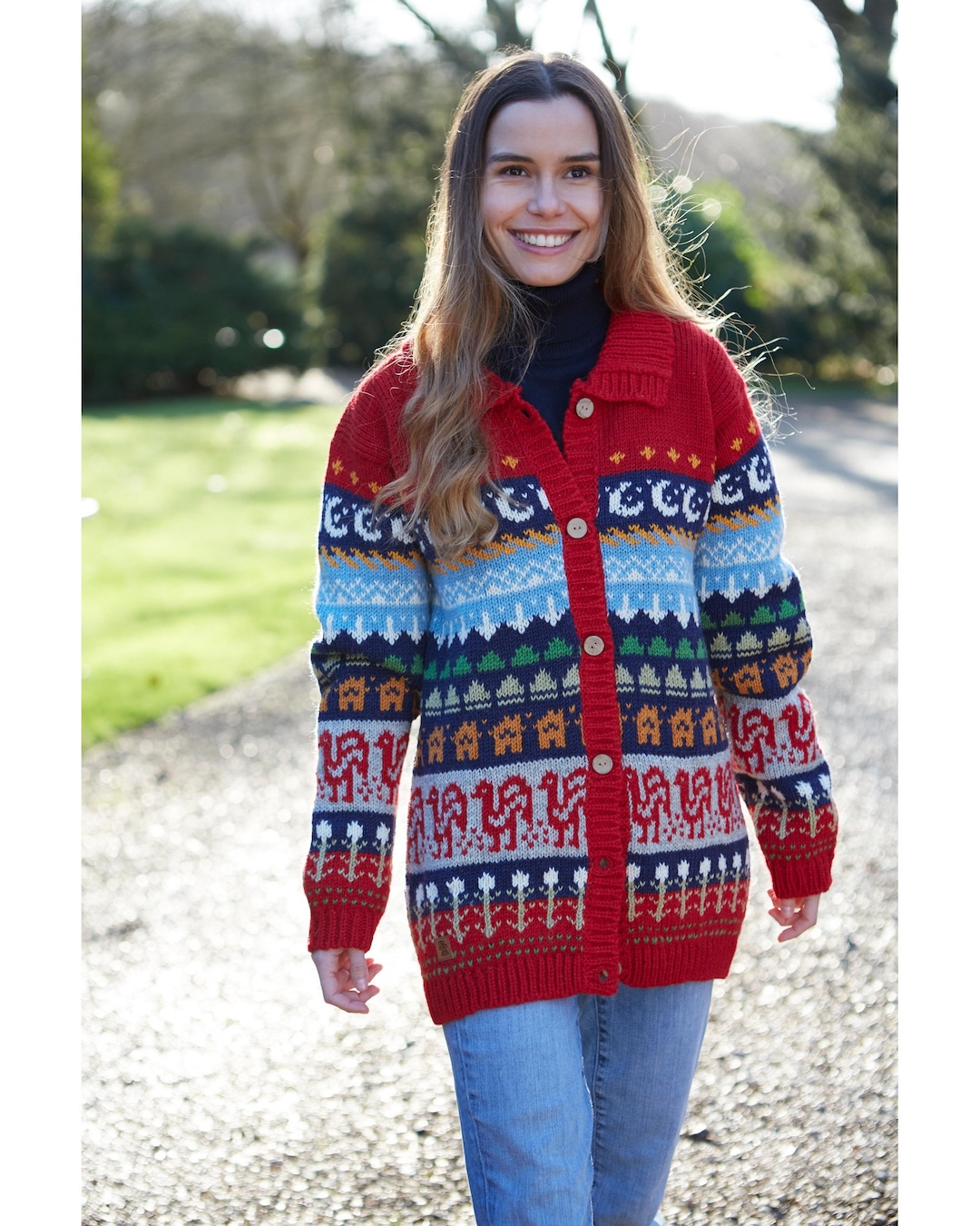 Women's Abstract Cardigan - 100% Wool - Tapestry of Life - Fair Trade ...