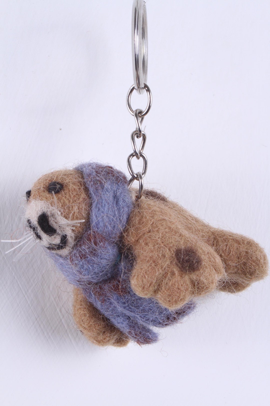 Christmas Seal Keyring - Handfelted Keychain - Seal Charm - Seal ...