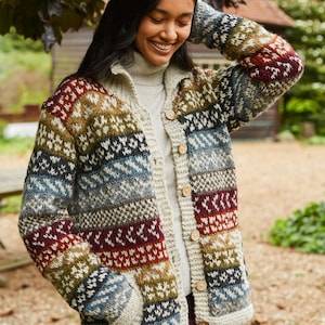 Womens Fair Isle Cardigan - Rainbow Cardigan- Handmade Colourful Cardi ...