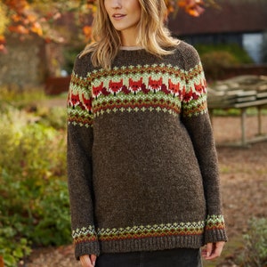 Women's Knitted Fox Jumper - 100% Wool | Pachamama - Etsy