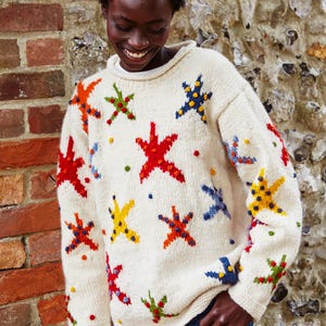 Bright Starfish Sweater - Hand Knitted Jumper - Multicoloured - Retro ...