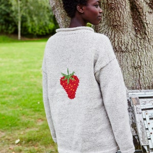 Strawberry Knitted Sweater - Spring Jumper - Fruit Motif - 100% Wool ...