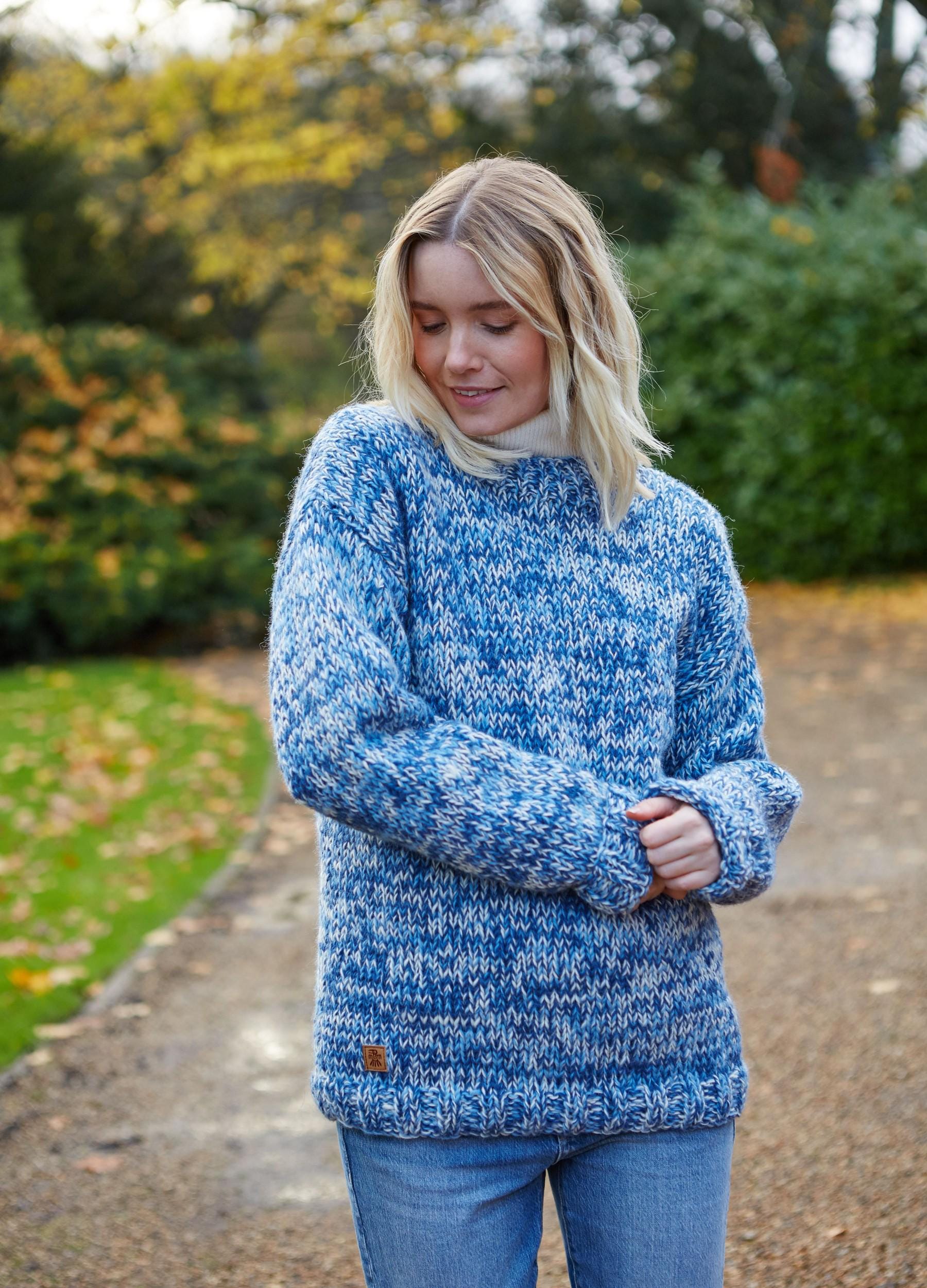 Women's Wool Sweater - 100% Wool - Salt and Pepper Design - Knitted ...