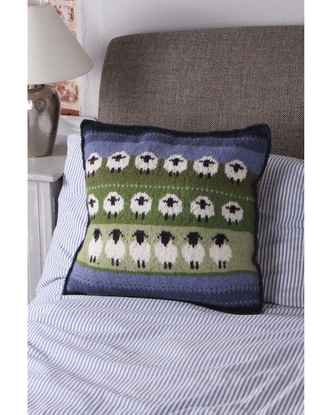 Sheep Cushion Cover - Flock of Sheep - Home Decor - 100% Wool - Cute ...