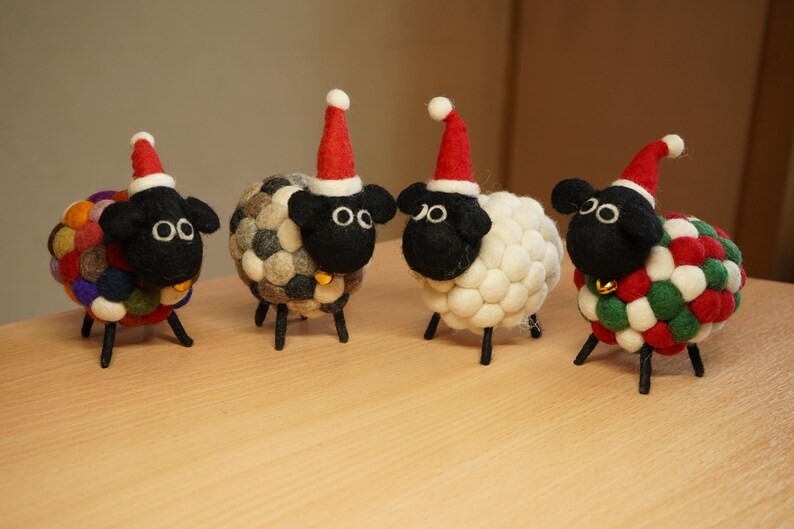 Christmas Felt Sheep - Bobbly Sheep Decoration - Christmas Sheep ...
