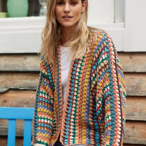 Crochet Cotton Cardigan - Bright Colourful Cardi - Hand Crocheted ...