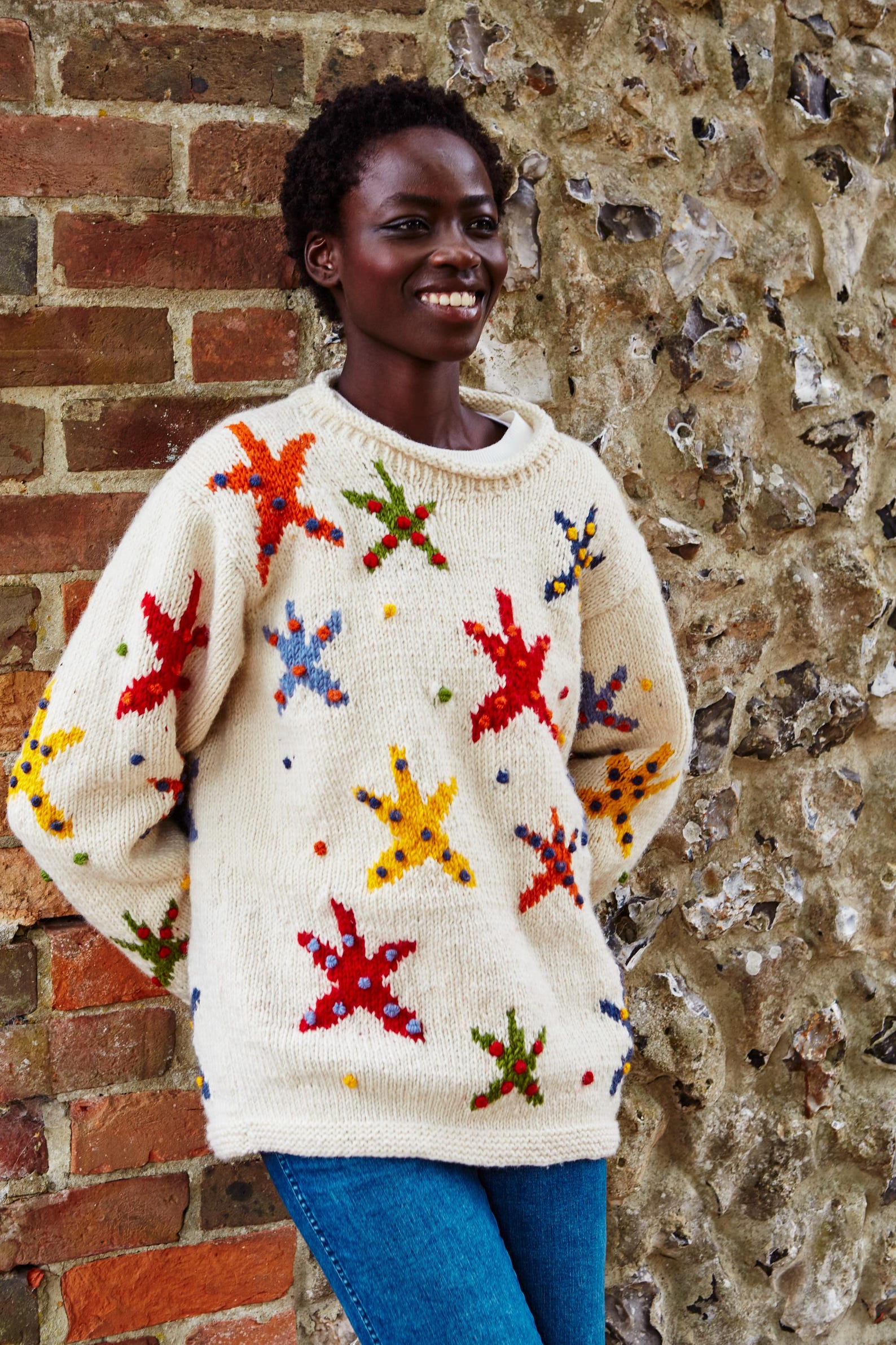 Bright Starfish Sweater - Hand Knitted Jumper - Multicoloured - Retro ...