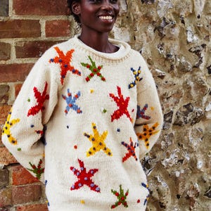 Bright Starfish Sweater - Hand Knitted Jumper - Multicoloured - Retro ...