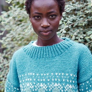 Women's Chunky Knit Turquoise Jumper - Oversized Knitted Aqua Sweater ...