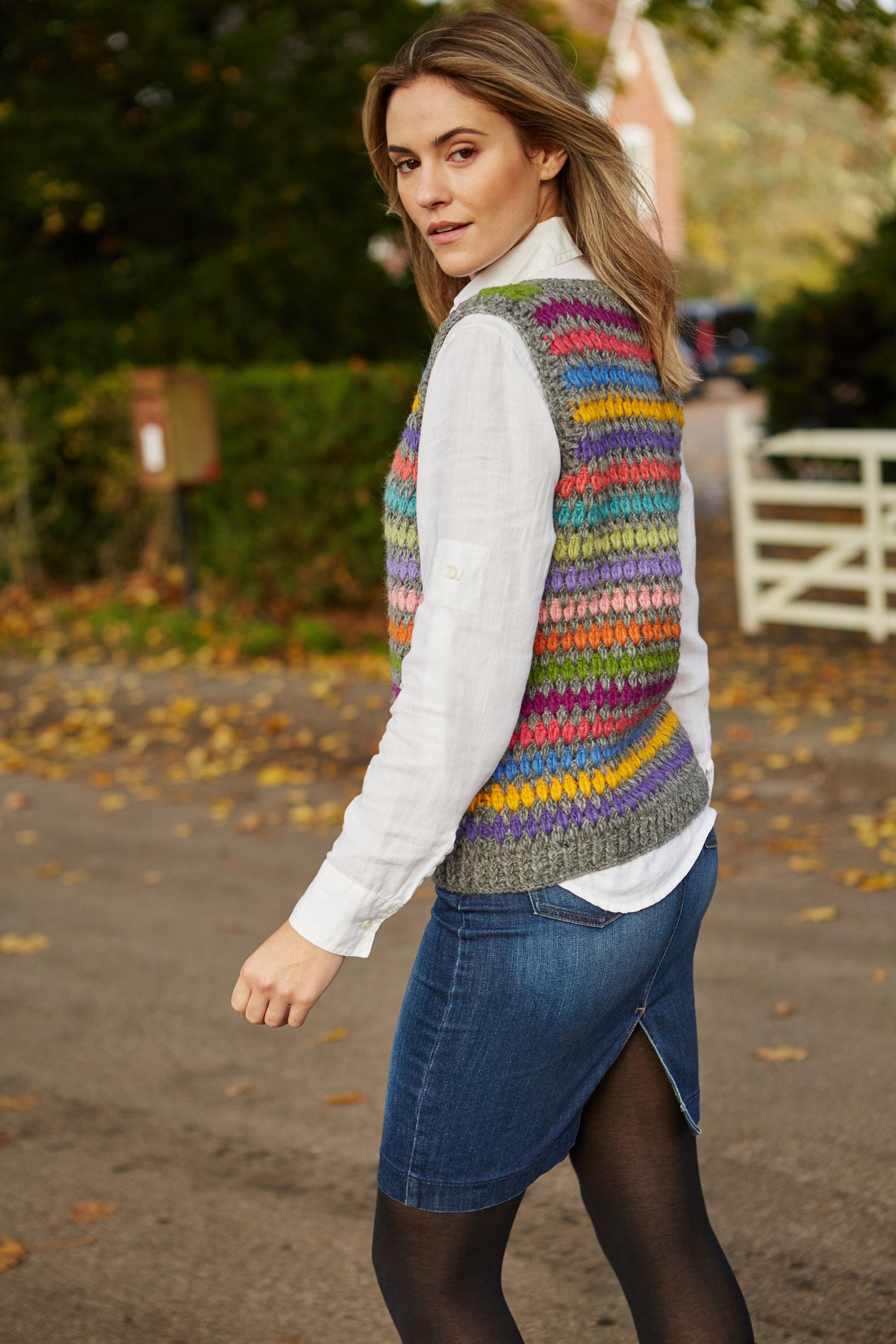 Colourful Crocheted Tank Top - 100% Wool - Womens Rainbow Pullover ...