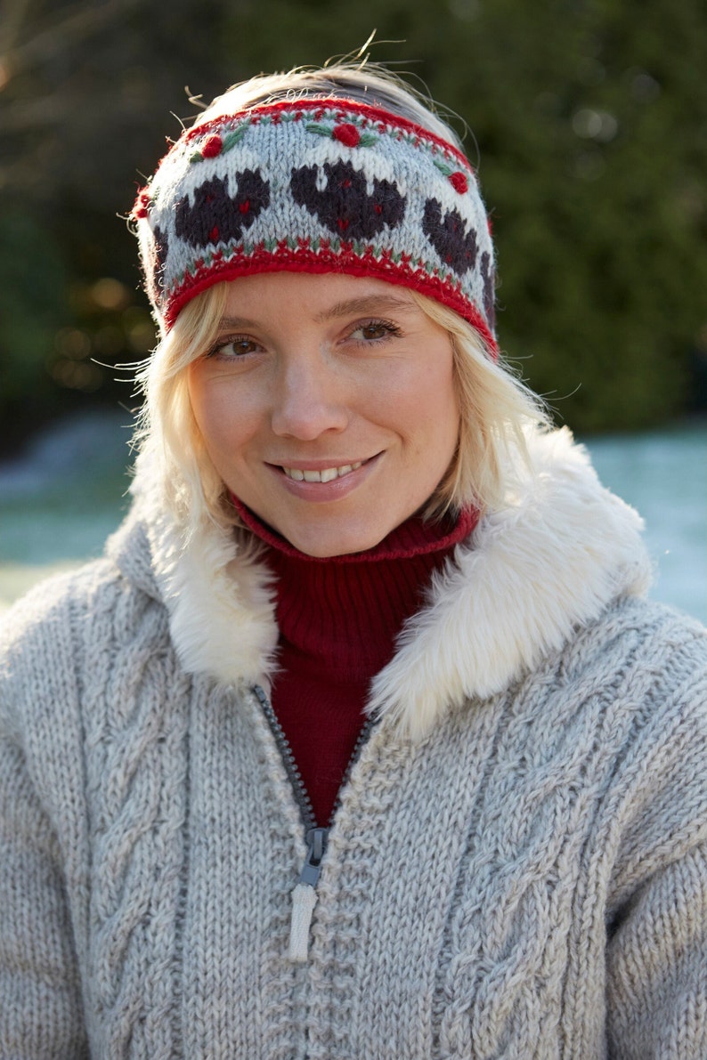 Novelty Knitted Christmas Pudding Bobble Beanie, Headband - 100% Wool ...