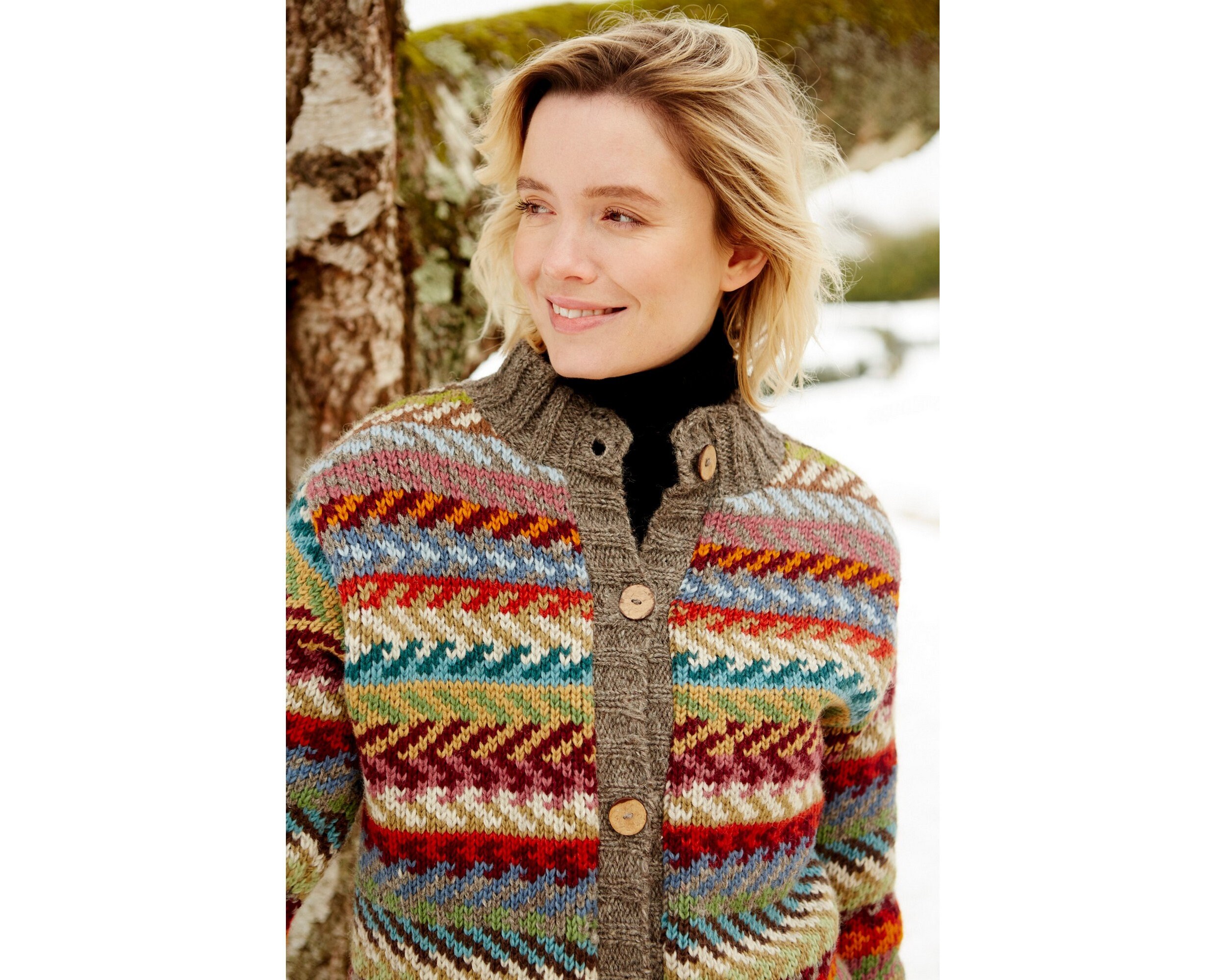 Women's Hand Knitted Jersey Lined Button Jacket 100% | Etsy