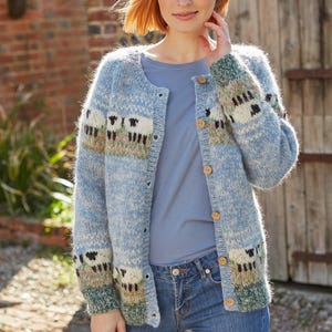 Women's Cosy Sheep Cardigan - Hand Knitted Cardigan - 100% Wool ...