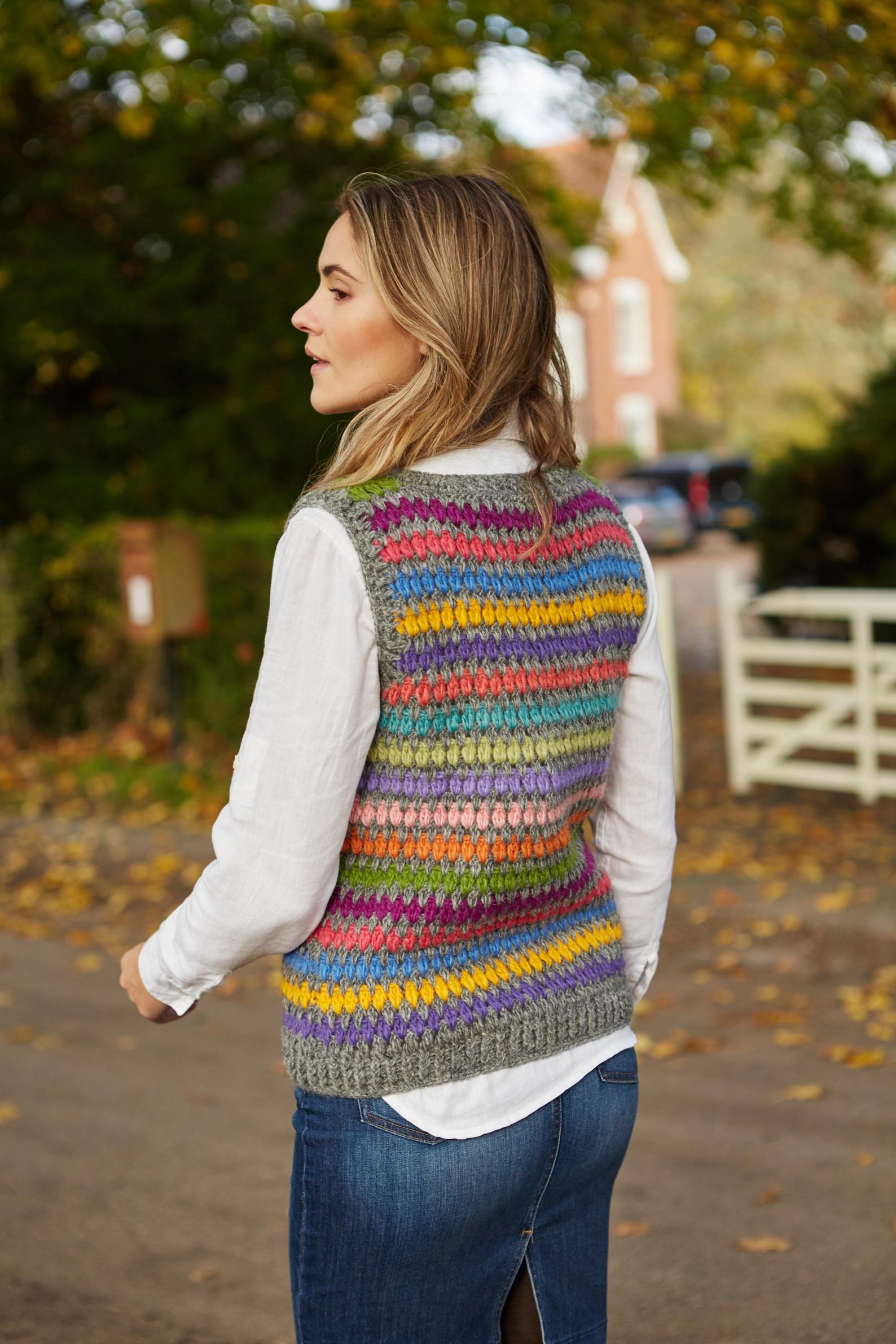Colourful Crocheted Tank Top - 100% Wool - Womens Rainbow Pullover ...